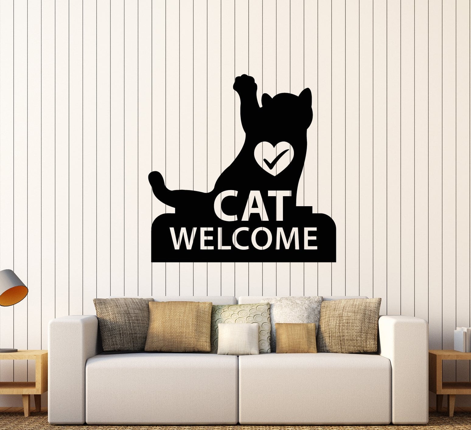 Vinyl Wall Decal Cat Logo Welcome Veterinary Clinic Pet Shop Stickers ...