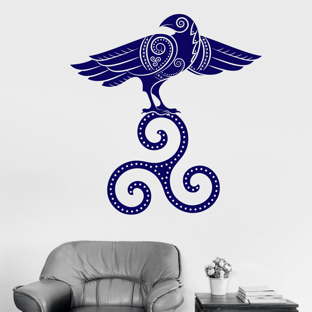 Vinyl Wall Decal Triskel Celtic Symbol Ornament Bird Raven Stickers Un ...
