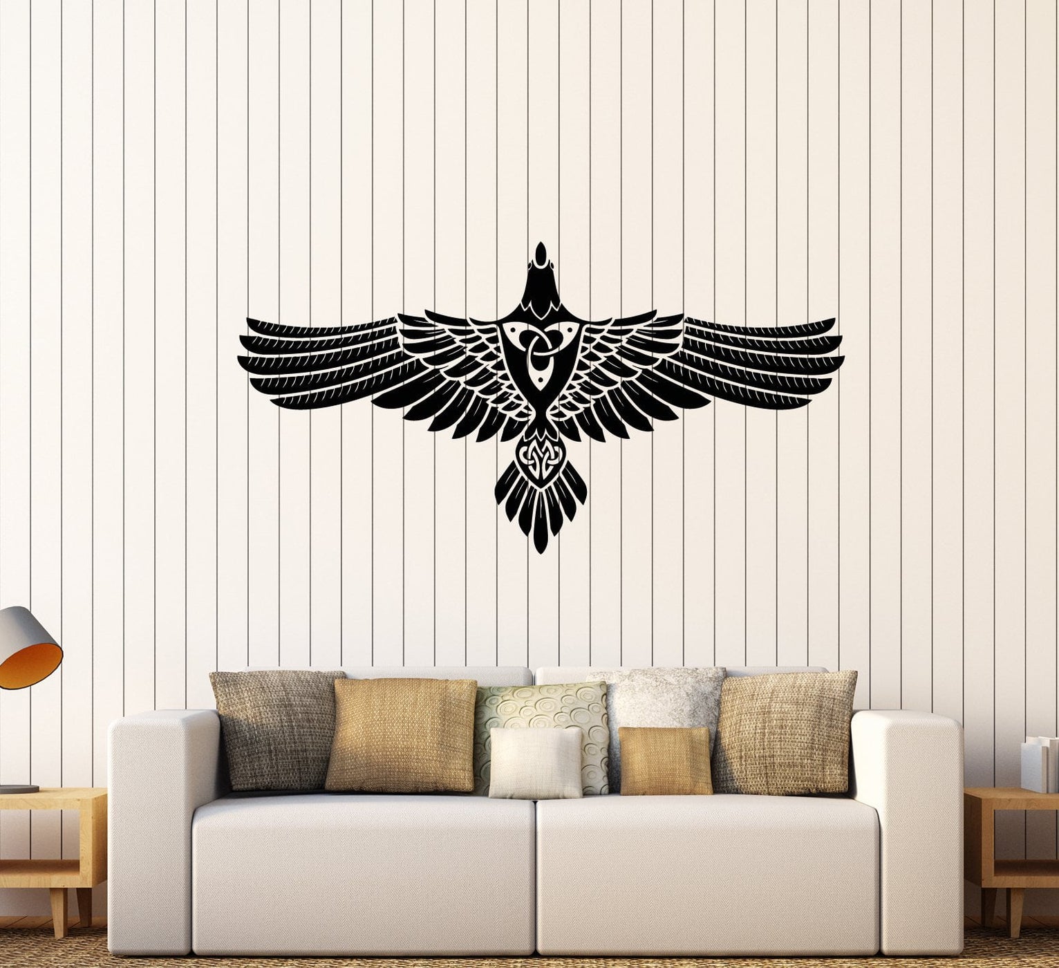 Vinyl Wall Decal Abstract Celtic Crow Raven Ornament Stickers (2387ig ...