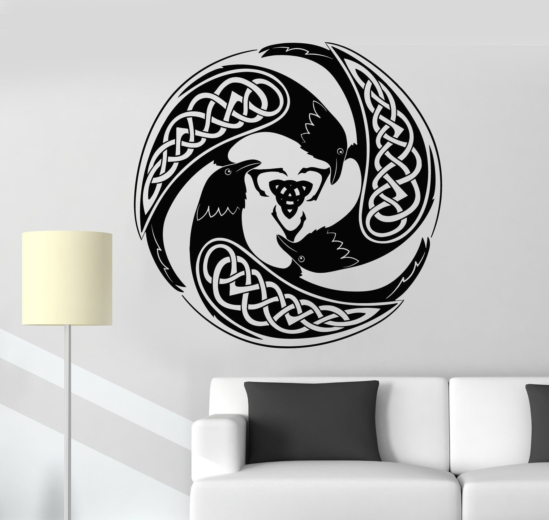 Vinyl Wall Decal Celtic Raven Pattern Druid Irish Art Ireland Stickers ...