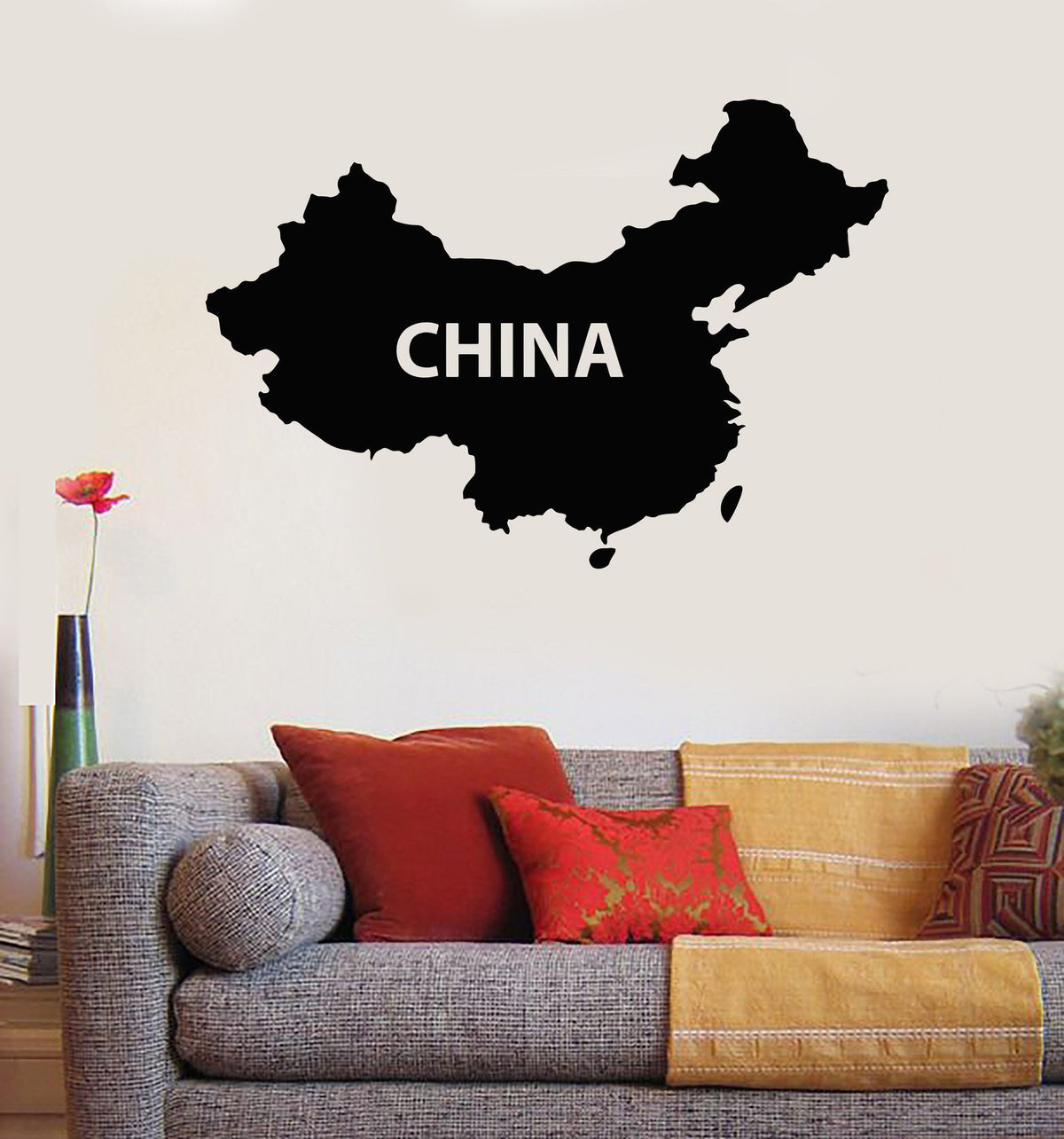 Vinyl Wall Decal China Map Chinese Asian Decor Stickers Mural Unique G ...