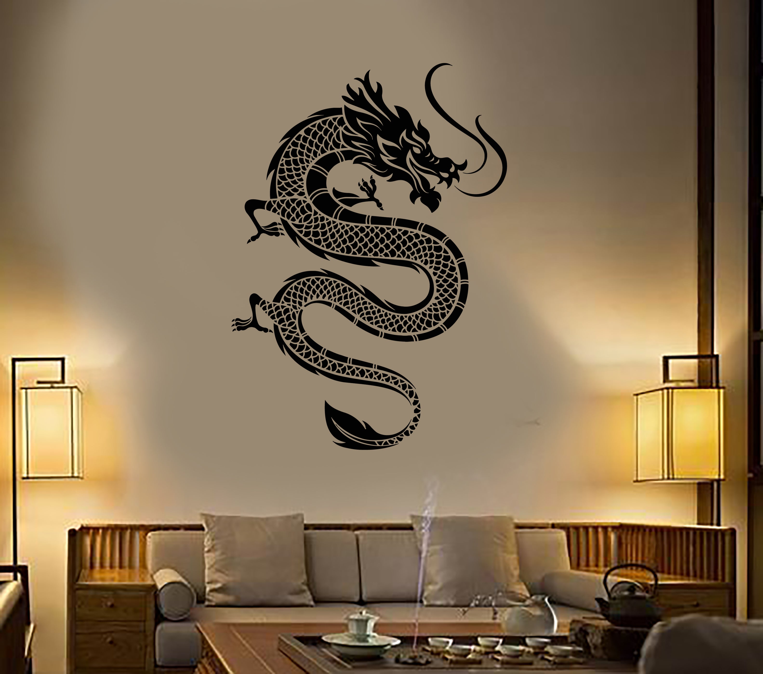 Vinyl Wall Decal Asian Chinese Dragon Ornament Mural Stickers (3497ig ...