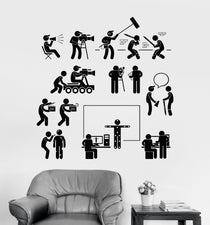 Vinyl Wall Decal Cinema Film Crew Filming Movie Mural Stickers Unique ...