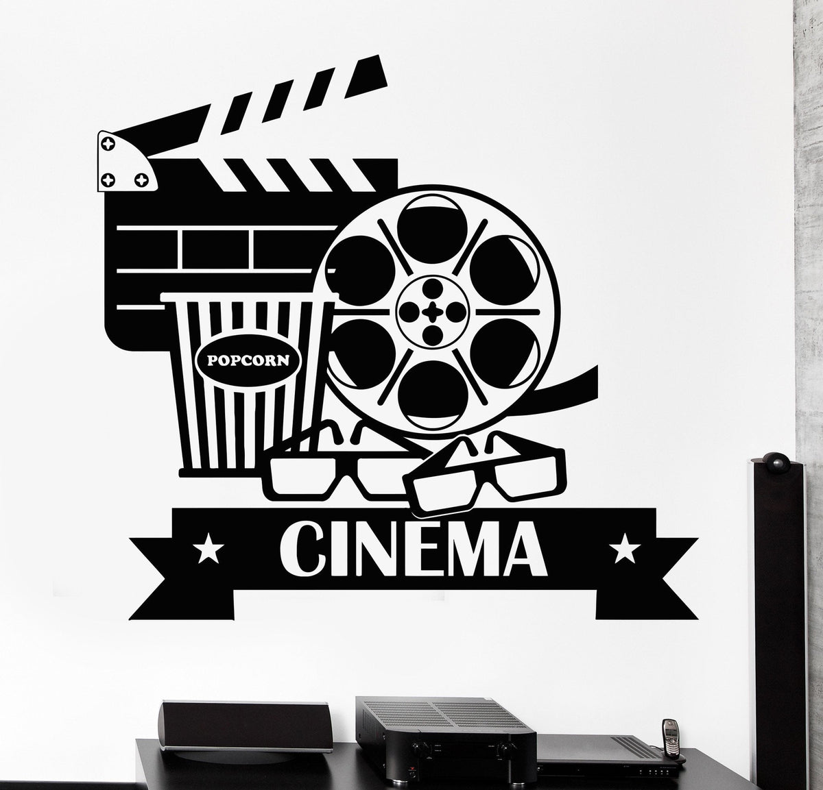 Vinyl Wall Decal Cinema Movie House Popcorn Cinematography Stickers Un ...