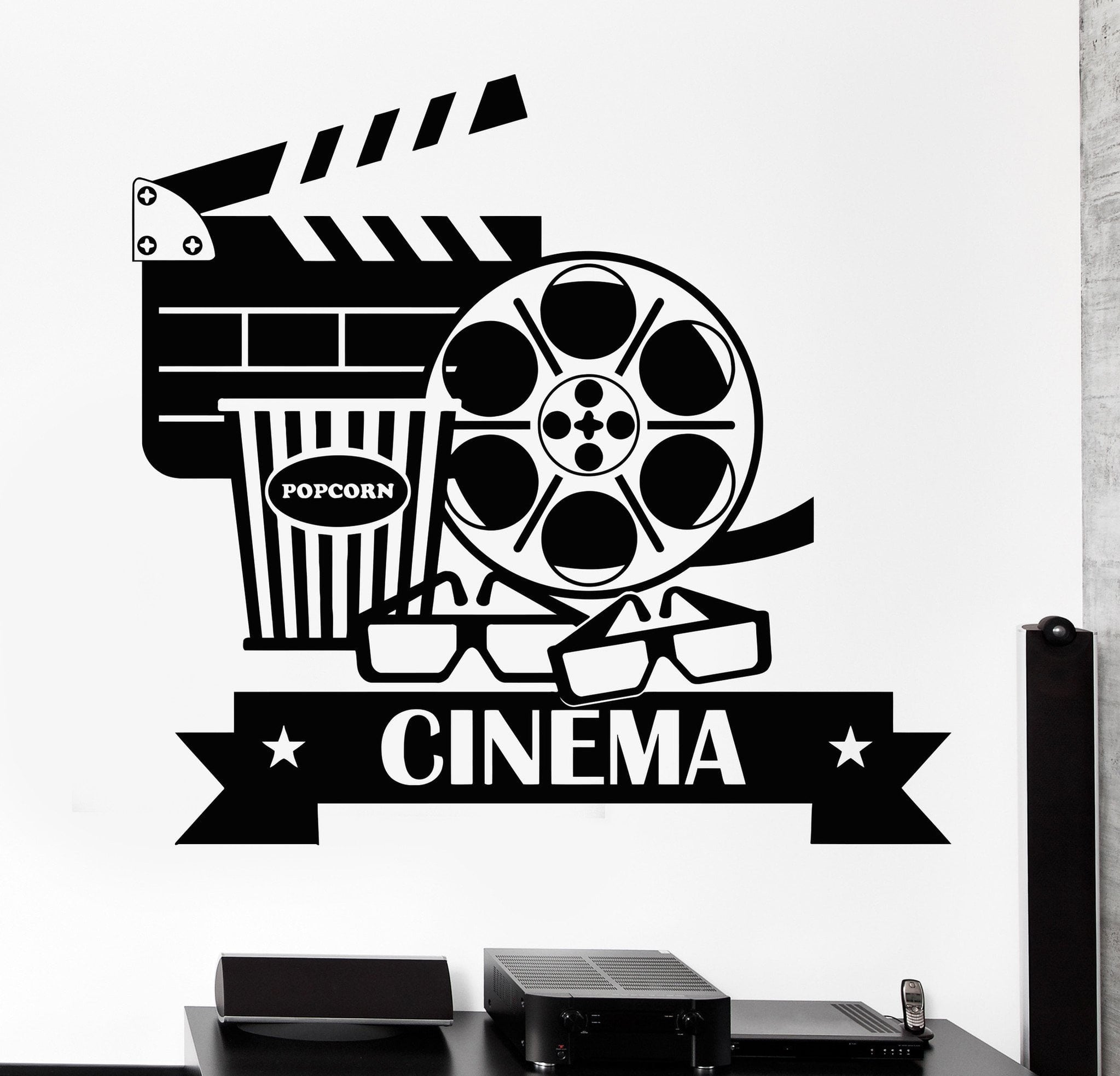 Vinyl Wall Decal Cinema Movie House Popcorn Cinematography Stickers Un ...
