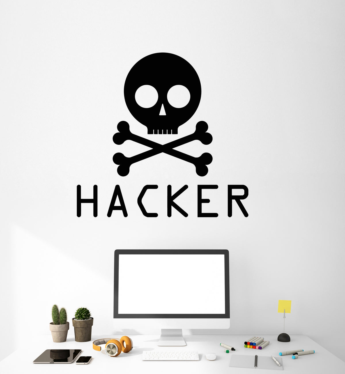 Vinyl Wall Decal Computer Programmer Hacker Skull Logo Stickers (3510i ...