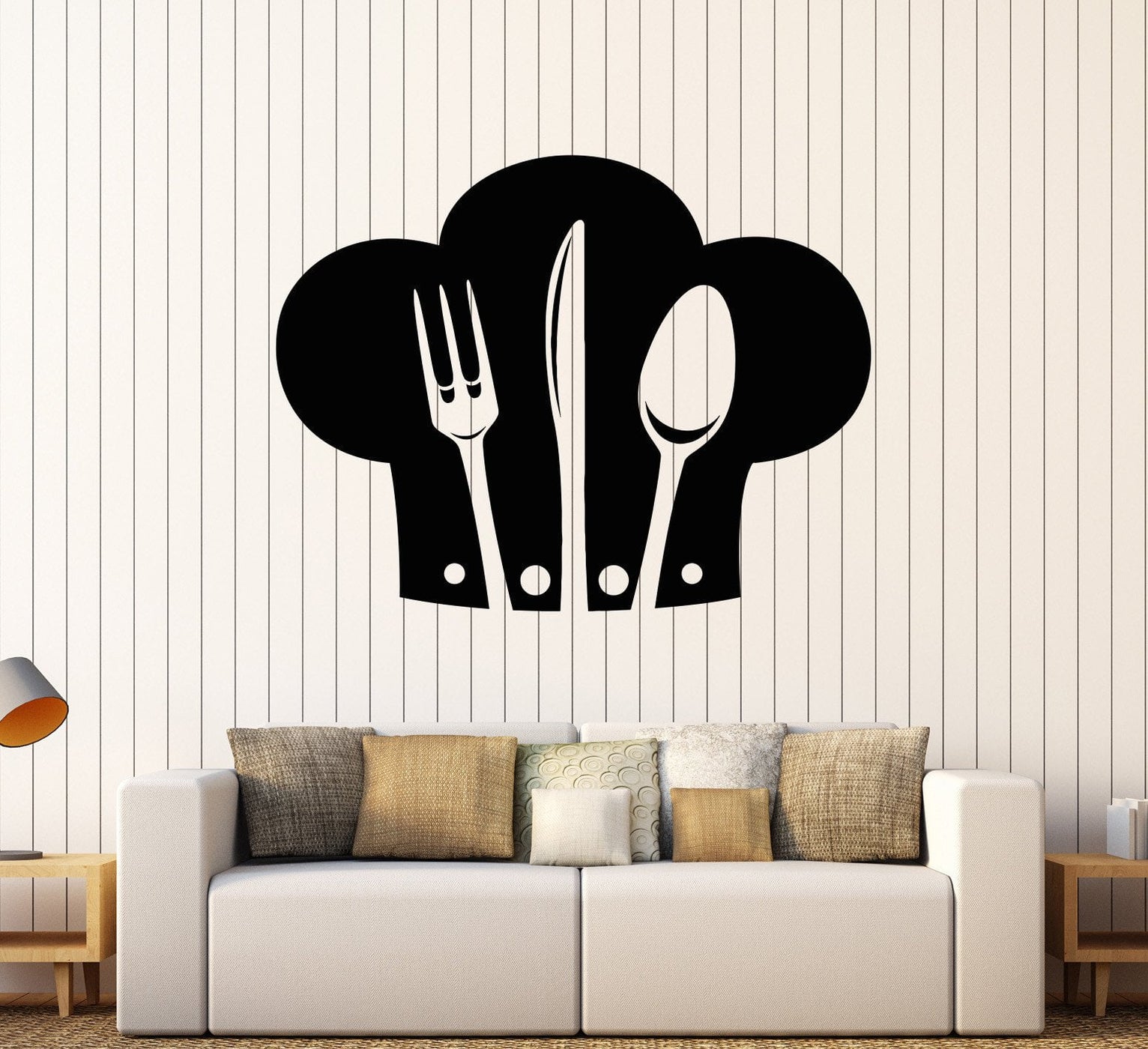 Vinyl Wall Decal Chef Hat Cutlery Restaurant Kitchen Stickers Unique G ...