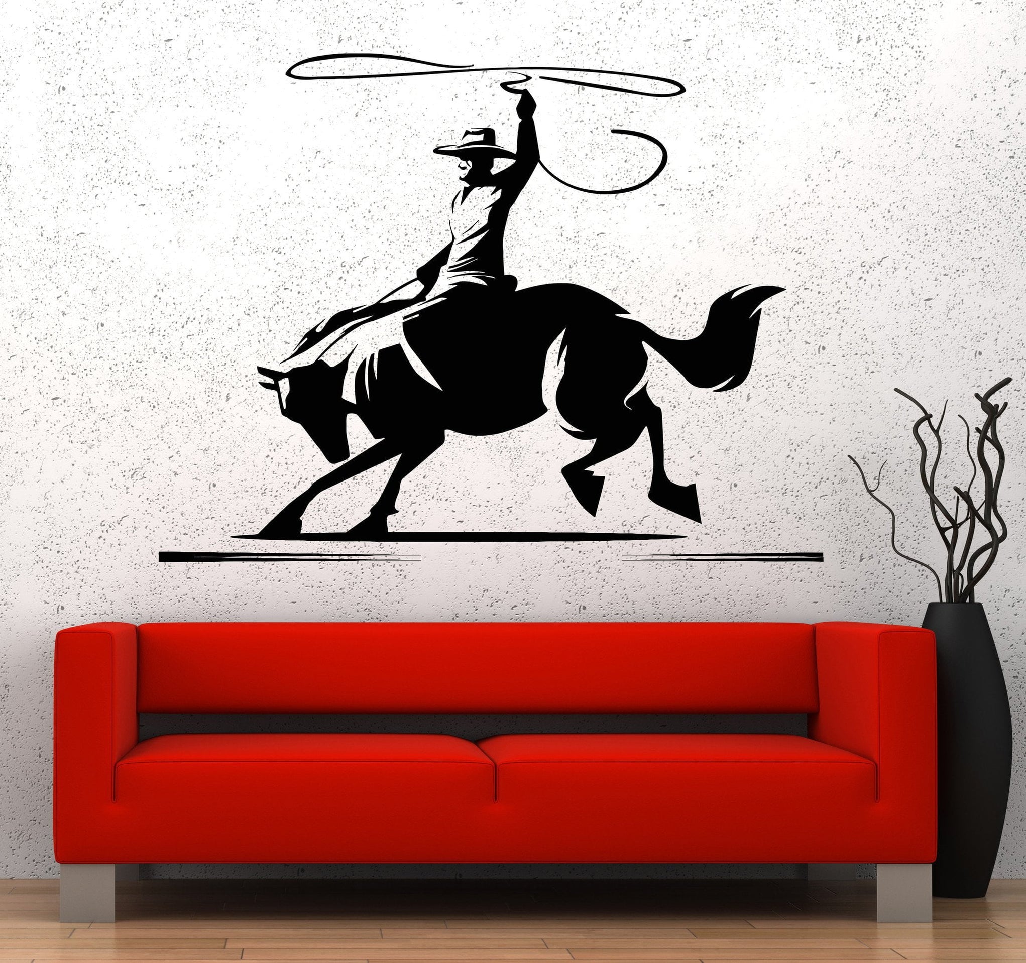 Vinyl Wall Decal Horse Cowboy Wild West Western Ranch Stickers Unique ...