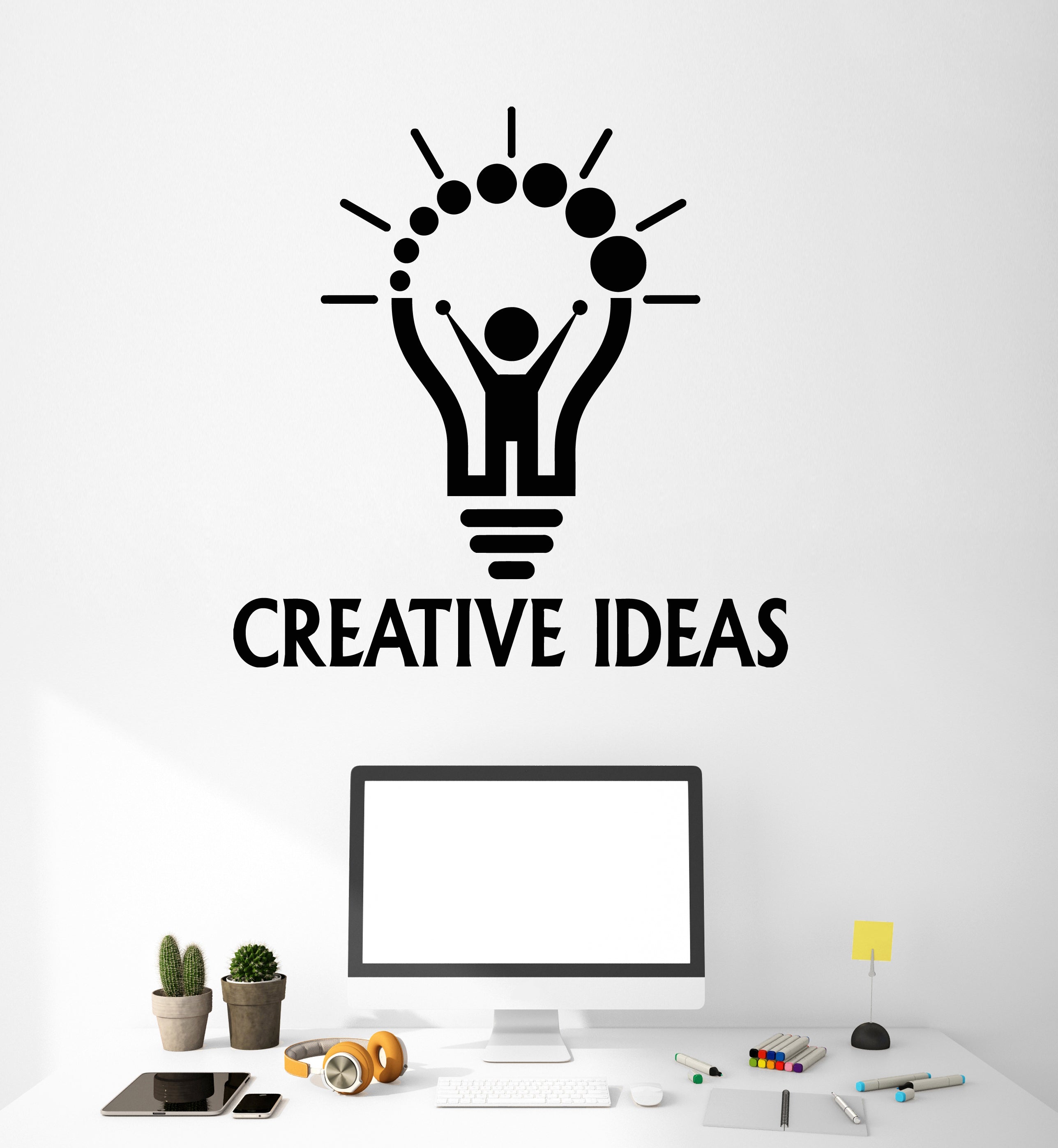 Vinyl Wall Decal Creative Idea Words Cartoon Man Home Office Stickers ...