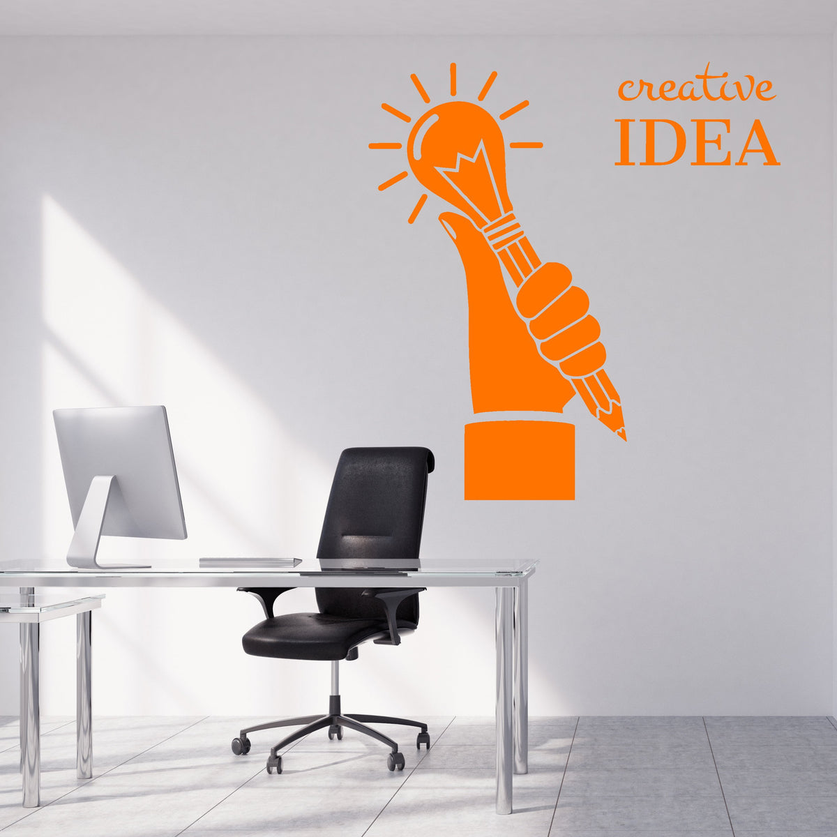 Vinyl Wall Decal Creative Idea Light Bulb Home Office Decor Logo Stick ...