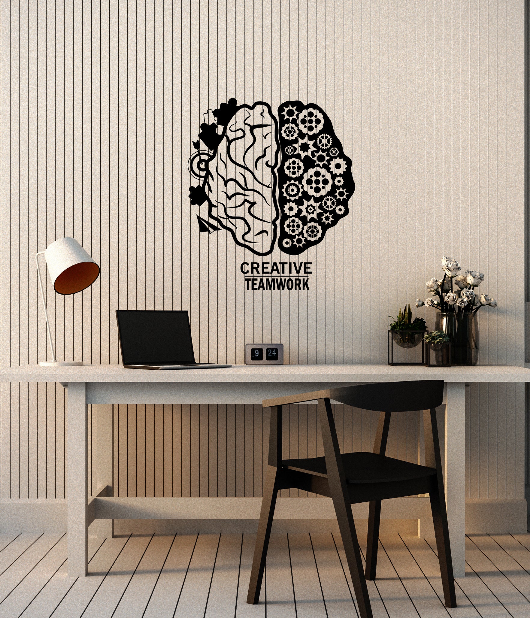 Vinyl Wall Decal Brain Business Teamwork Gear Creative Office Decor Ge ...