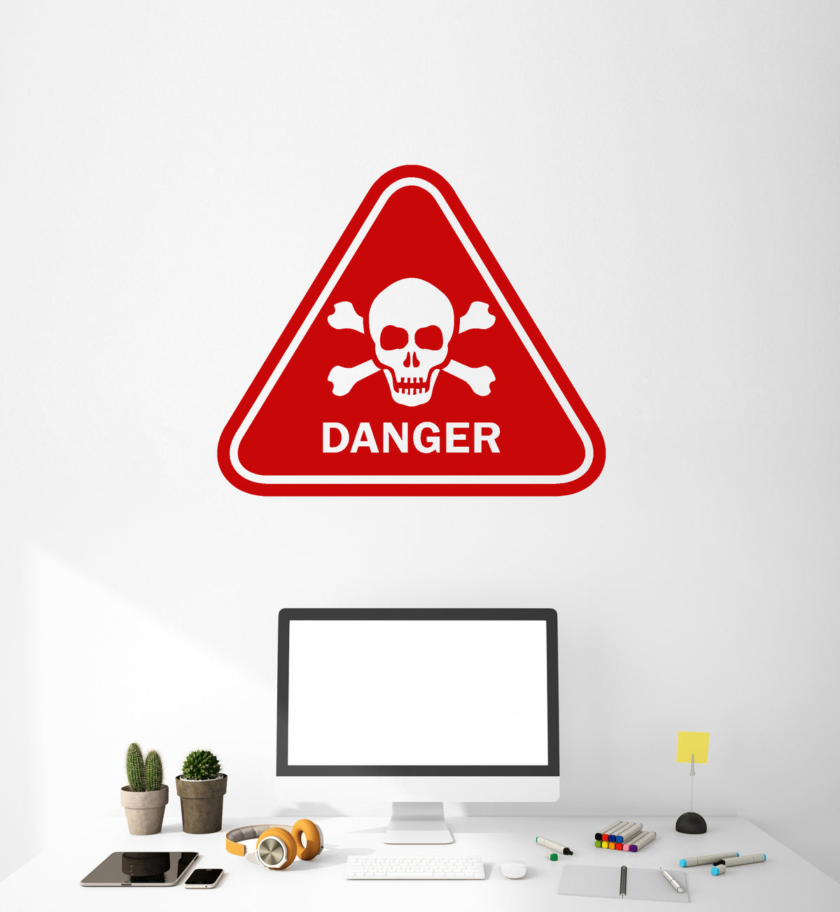 Vinyl Wall Decal Danger Warning Sign Skull Bones Stickers (3628ig ...