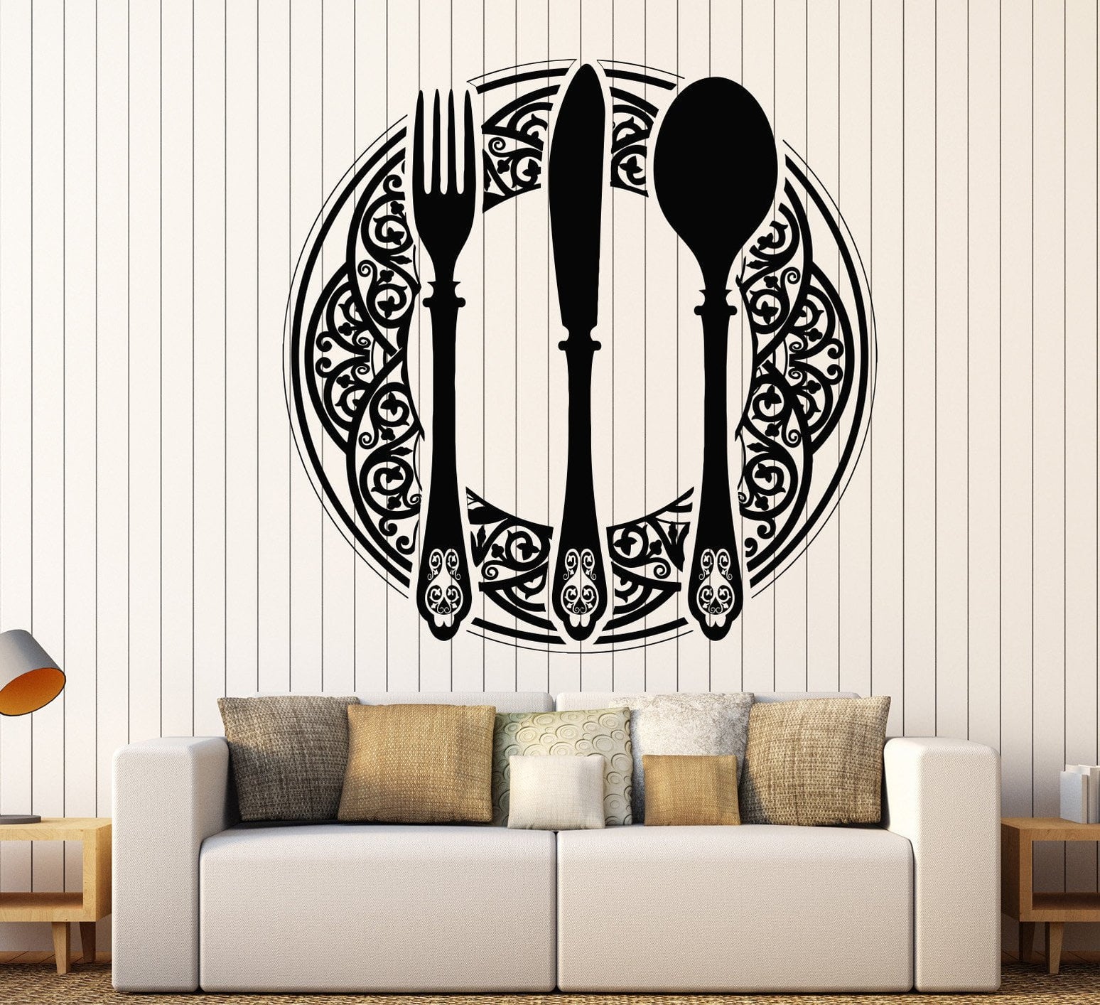 Vinyl Wall Decal Cutlery Dining Room Decoration Kitchen Restaurant Sti ...