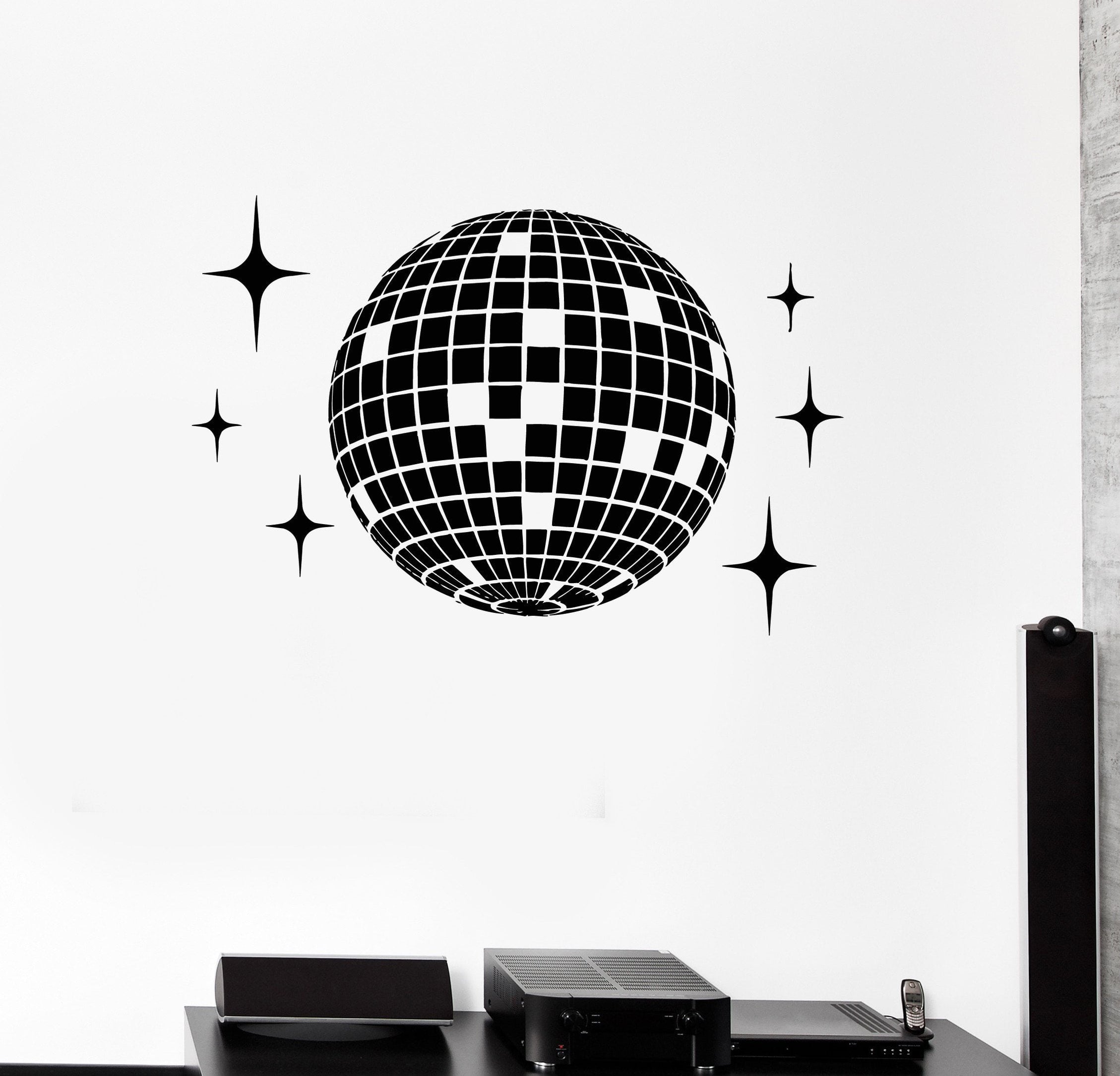Vinyl Wall Decal Disco Ball Dance Floor Studio Nightclub Party Sticker ...