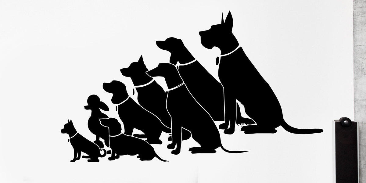 Vinyl Wall Decal Sitting Dogs Pet Shop Grooming Different Breeds Stick ...