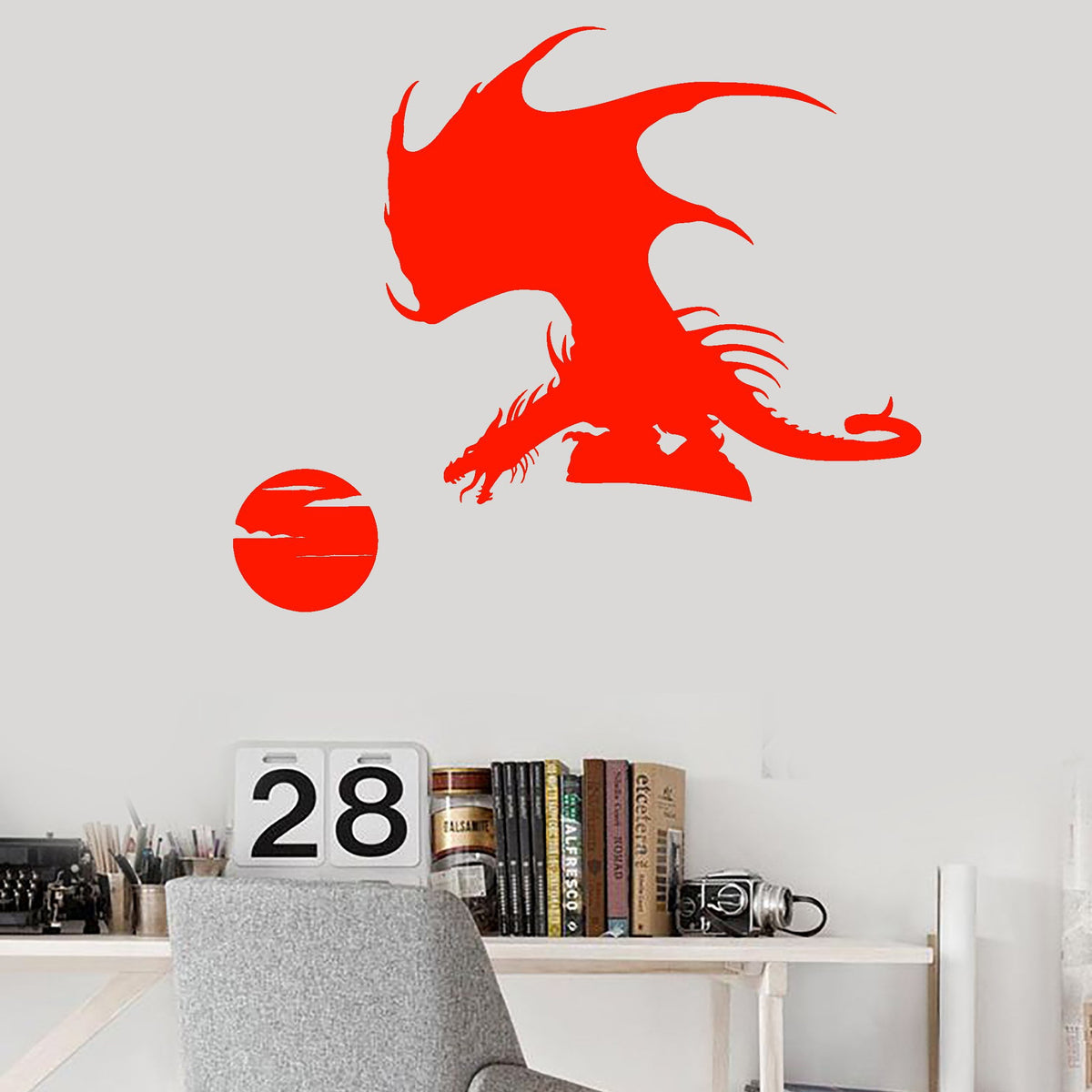Vinyl Wall Decal Celtic Dragon Fantasy Animal Moon Stickers (2497ig ...