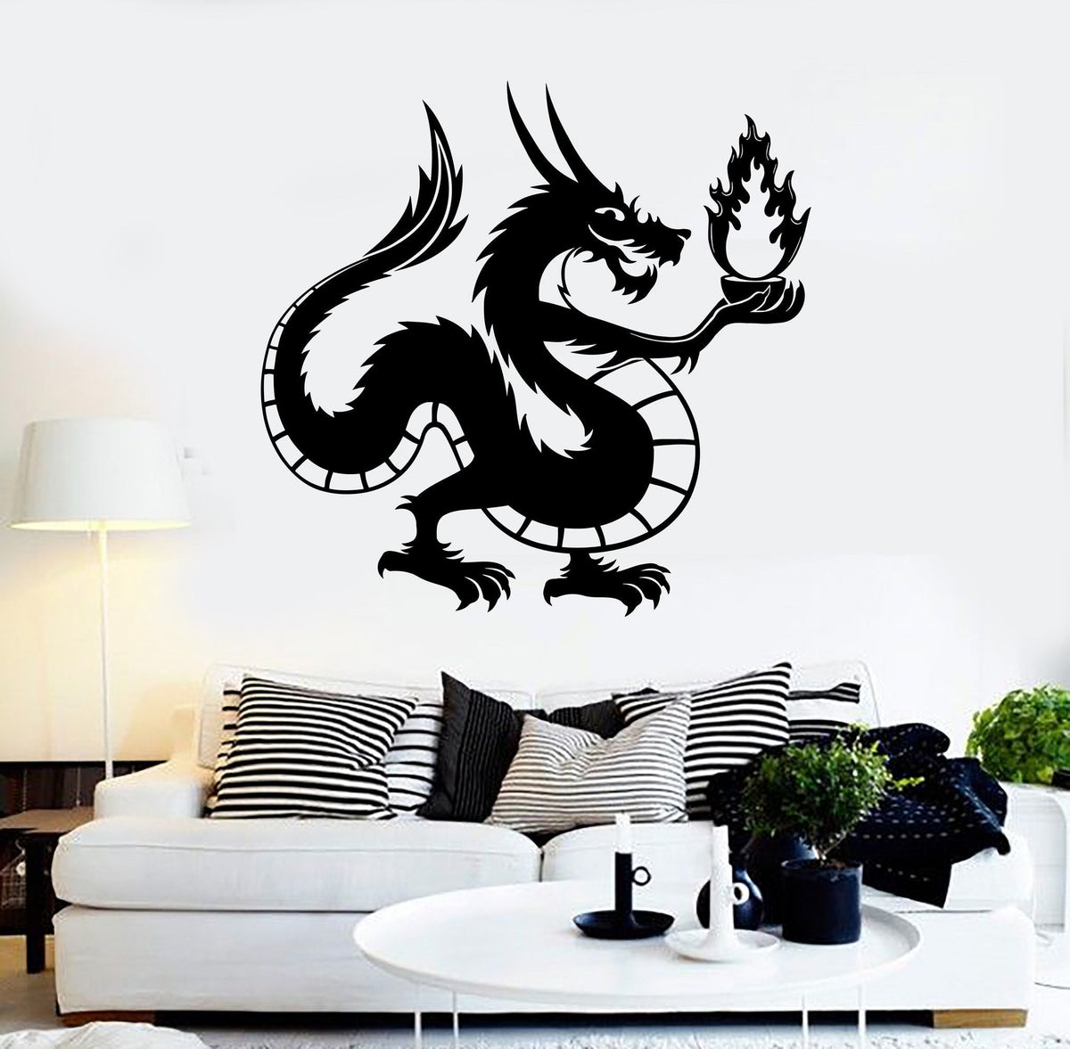 Vinyl Wall Decal Chinese Dragon Fire Fantasy Myth Kids Room Stickers U ...