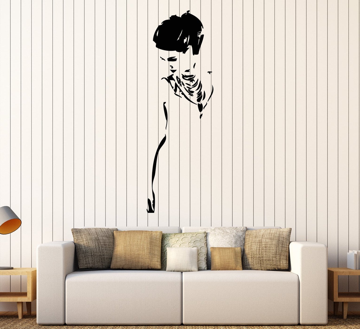 Vinyl Wall Decal Beautiful Girl Elegant Lady Necklace Hairstyle Sticke ...