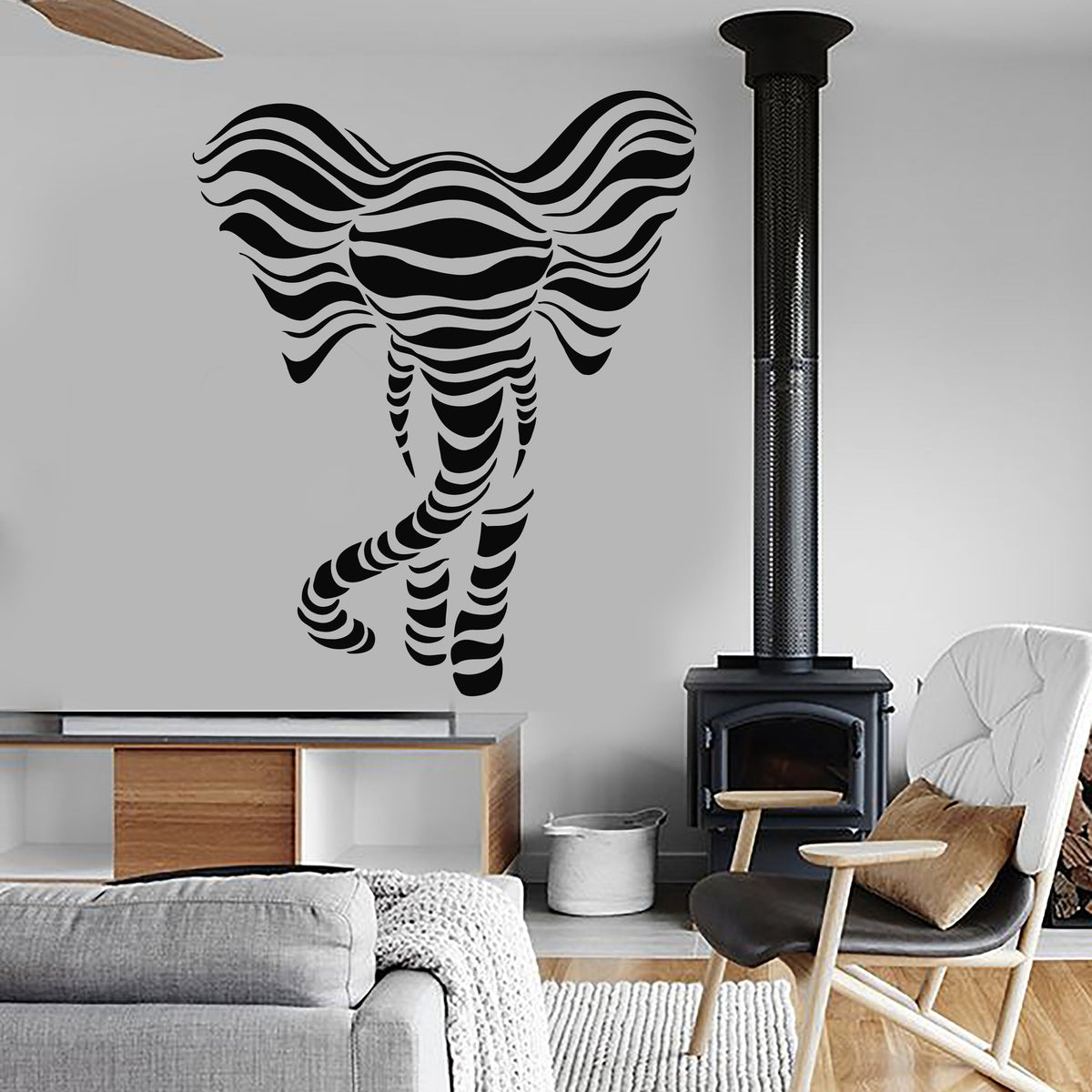 Vinyl Wall Decal Cartoon Abstract Art African Elephant Wave Animal Sti ...