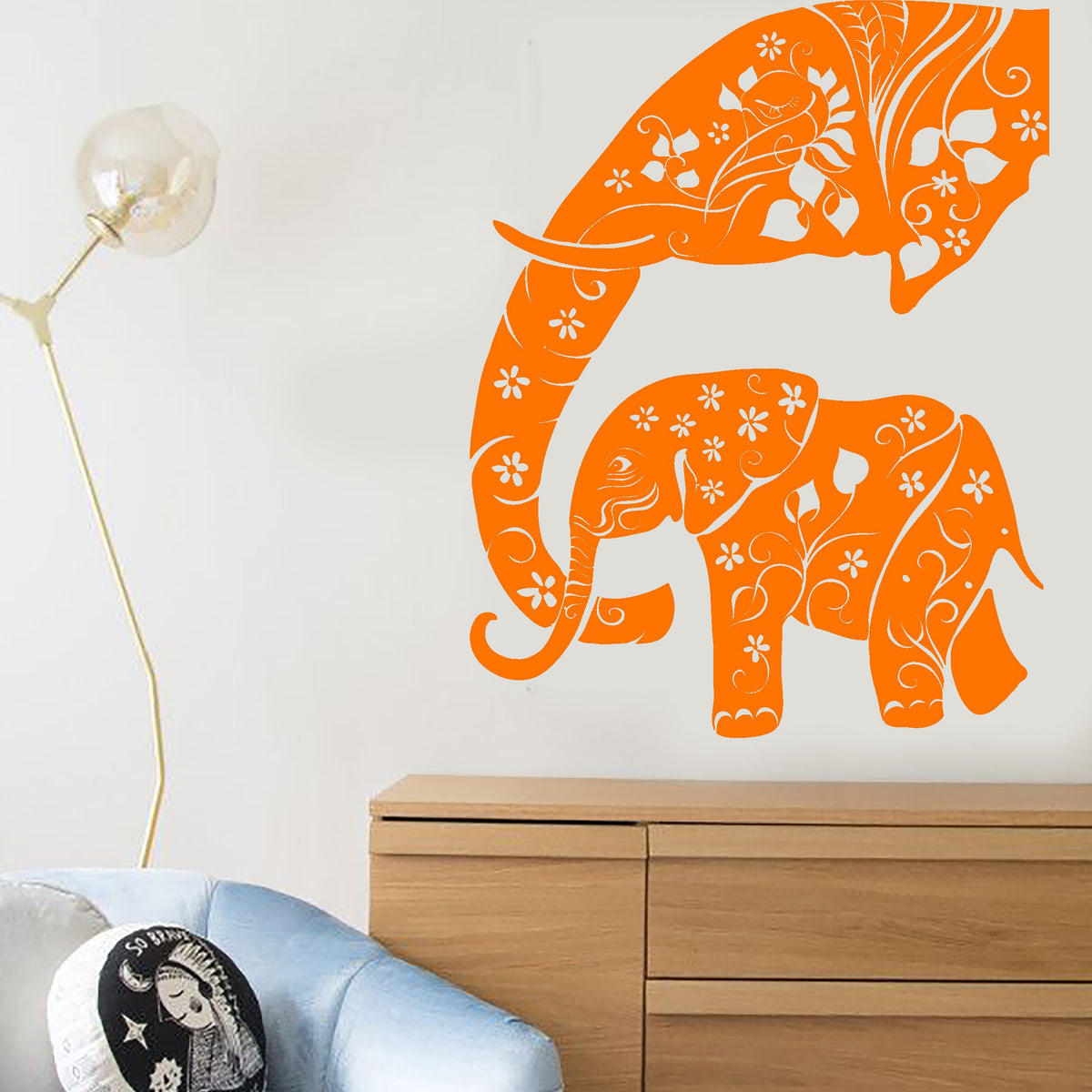 Vinyl Wall Decal Baby Elephant Family African Animals Abstract Sticker ...