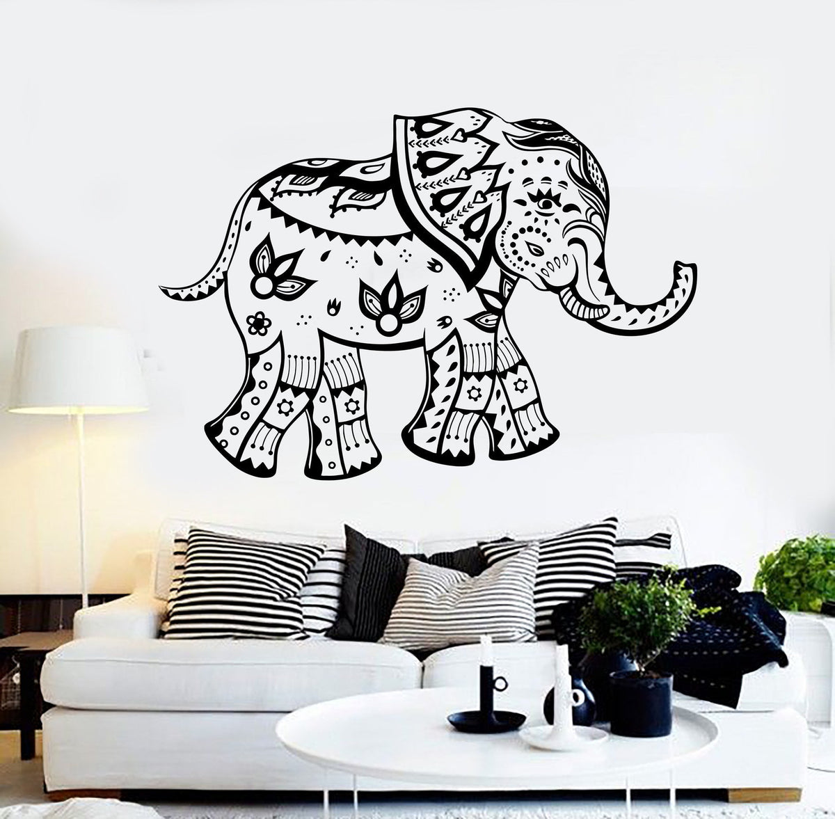 Vinyl Wall Decal Indian Elephant Hindu Animal Stickers Mural Unique Gi ...