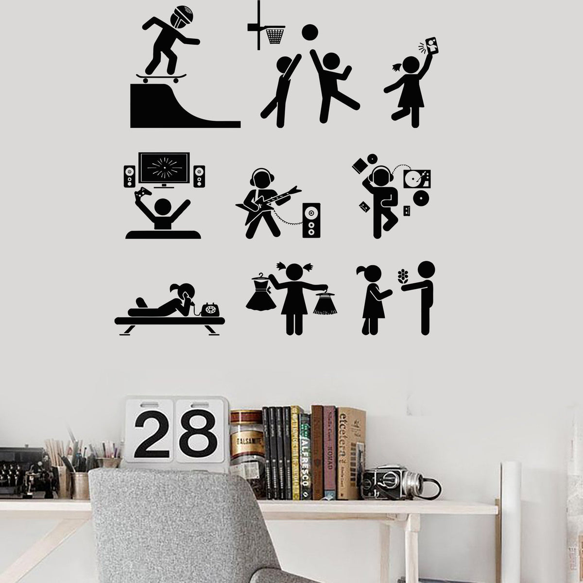 Vinyl Wall Decal Entertainment Zone Teen Room Art Stickers Unique Gift ...