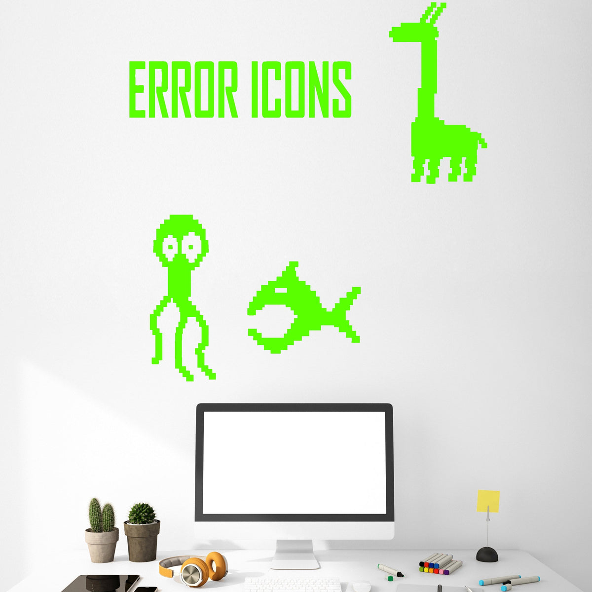 Vinyl Wall Decal Funny Gamer Video Game Error Icons Room Decor Sticker ...