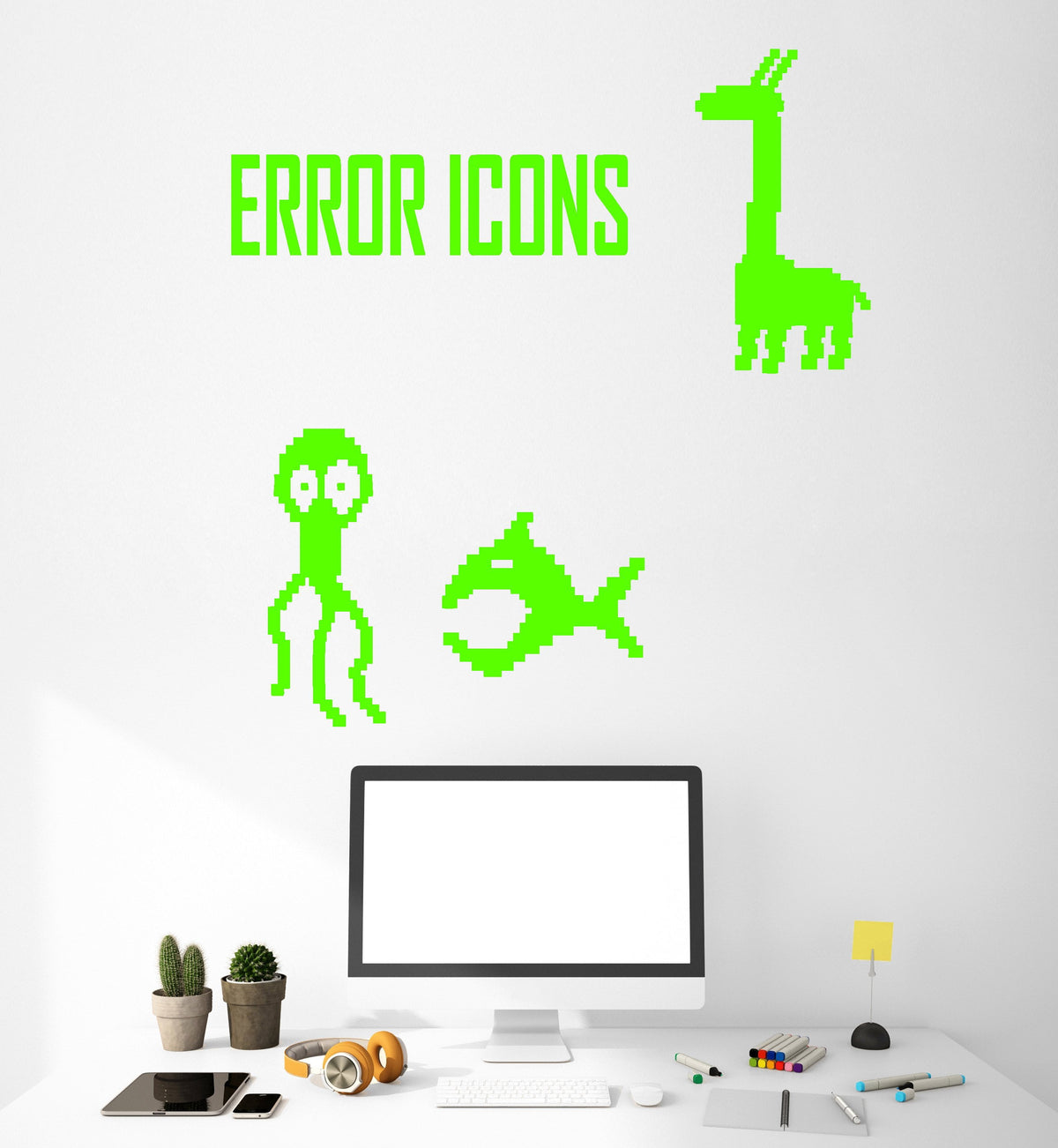 Vinyl Wall Decal Funny Gamer Video Game Error Icons Room Decor Sticker ...