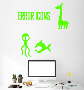 Vinyl Wall Decal Funny Gamer Video Game Error Icons Room Decor Sticker ...
