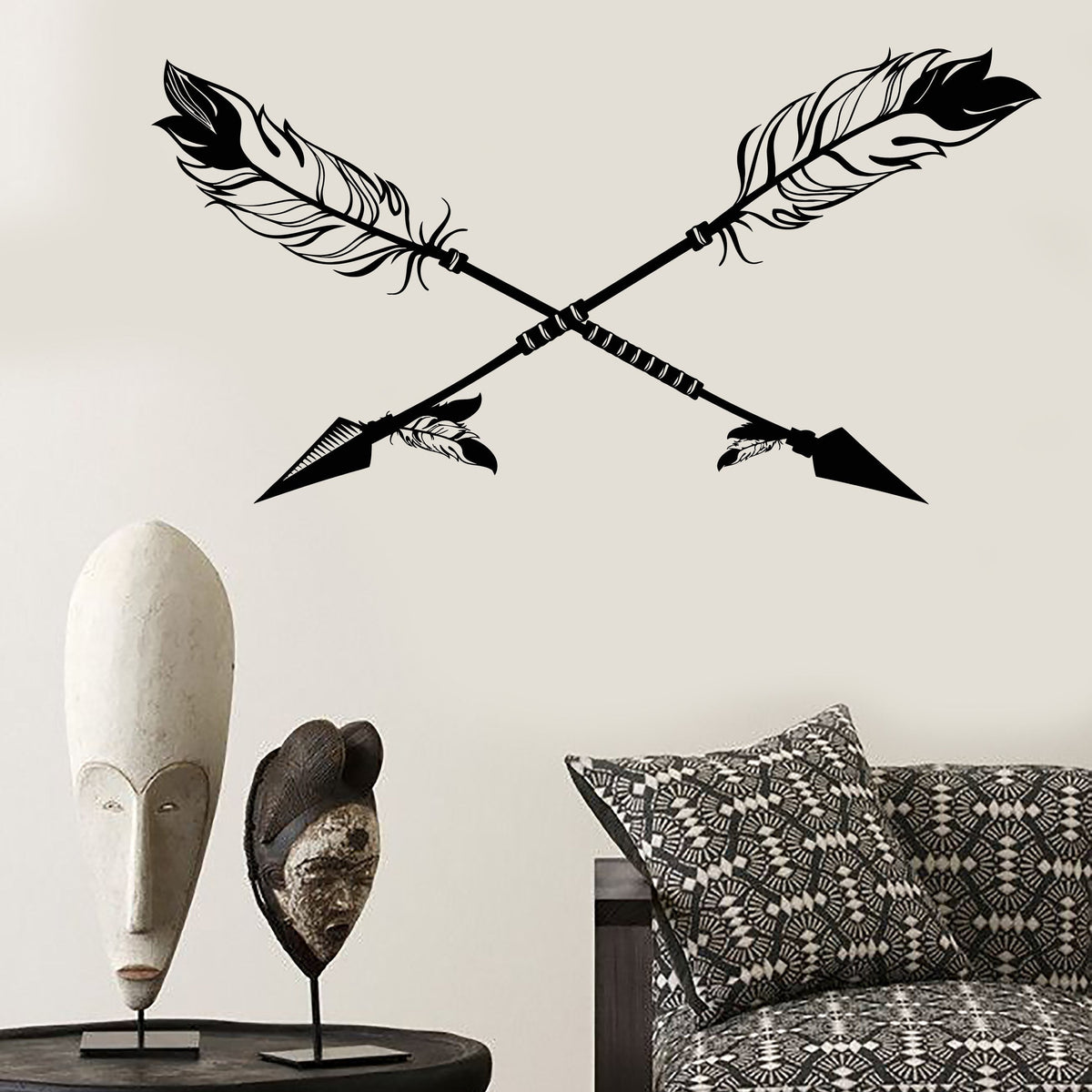 Vinyl Wall Decal Arrows Ethnic Style Bird's Feathers Hunter Stickers U ...