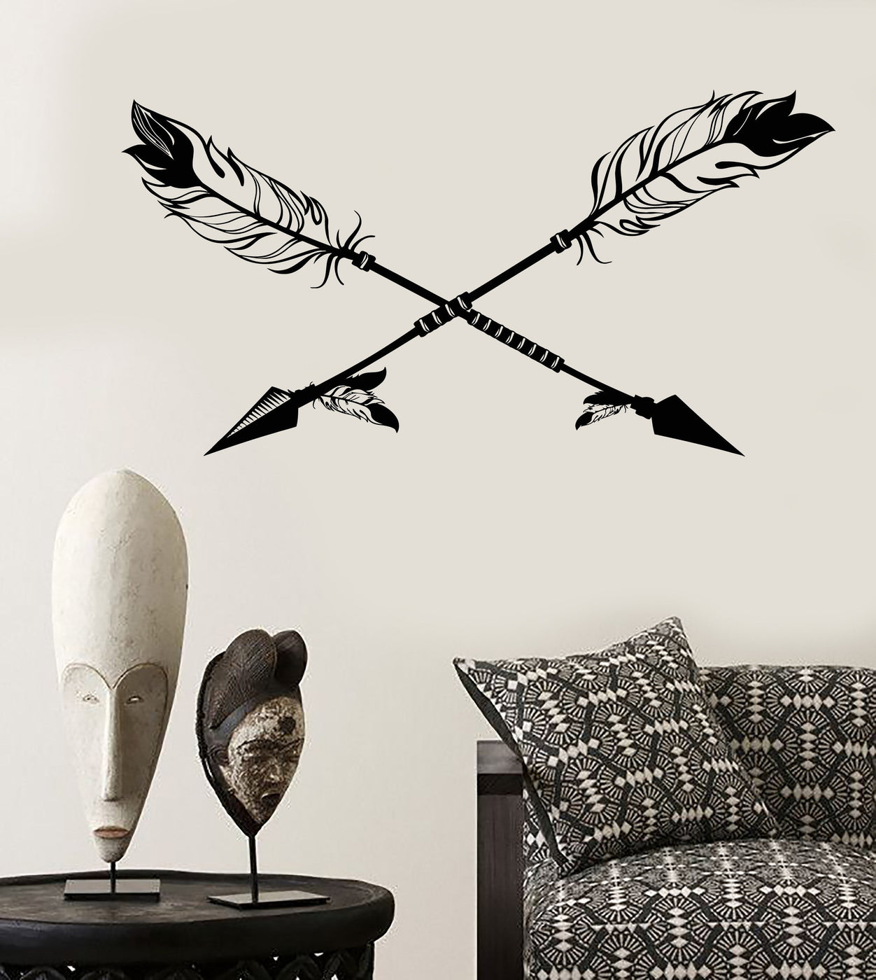 Vinyl Wall Decal Arrows Ethnic Style Bird's Feathers Hunter Stickers U ...