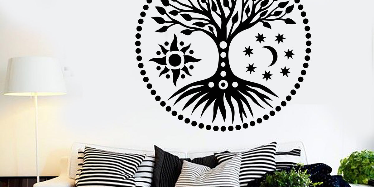 Vinyl Wall Decal Ethnic Tree Of Life Sun & Moon Stars Stickers (2858ig ...