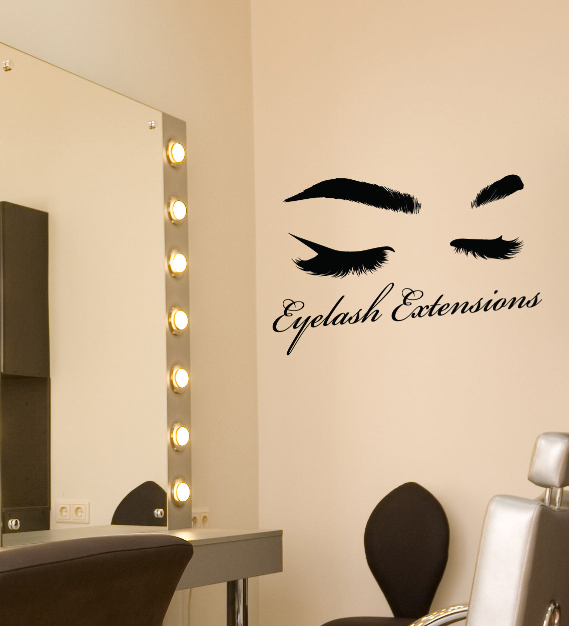 Vinyl Wall Decal Eyelash Extensions Logo Eyebrows Art Beauty Salon Sti ...