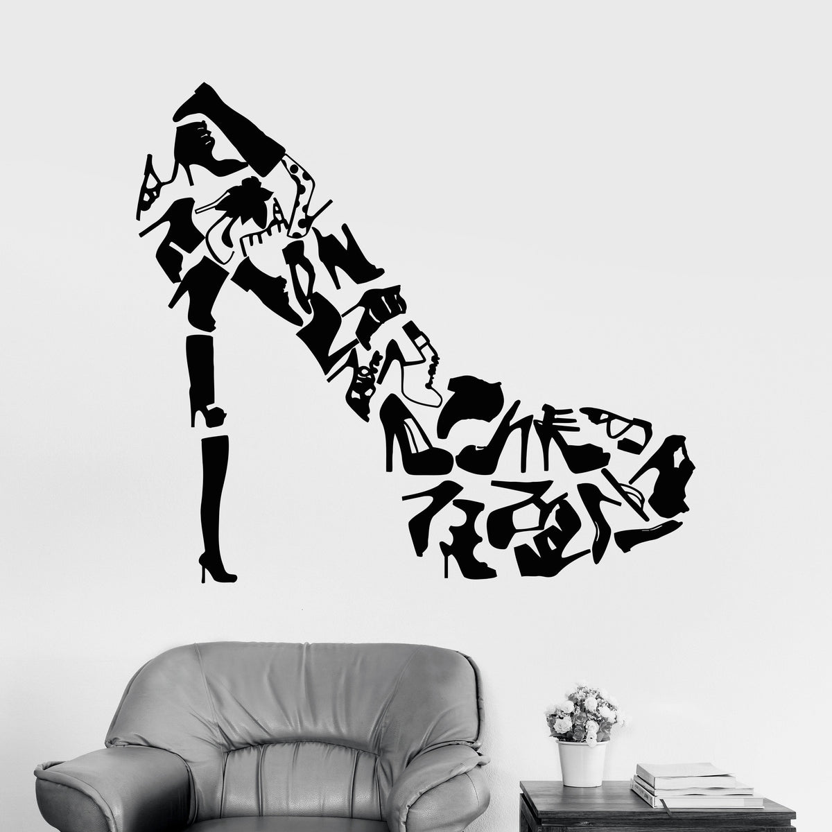Vinyl Wall Decal Footwear Women's Shoes Shop Fashion Stickers Unique G ...
