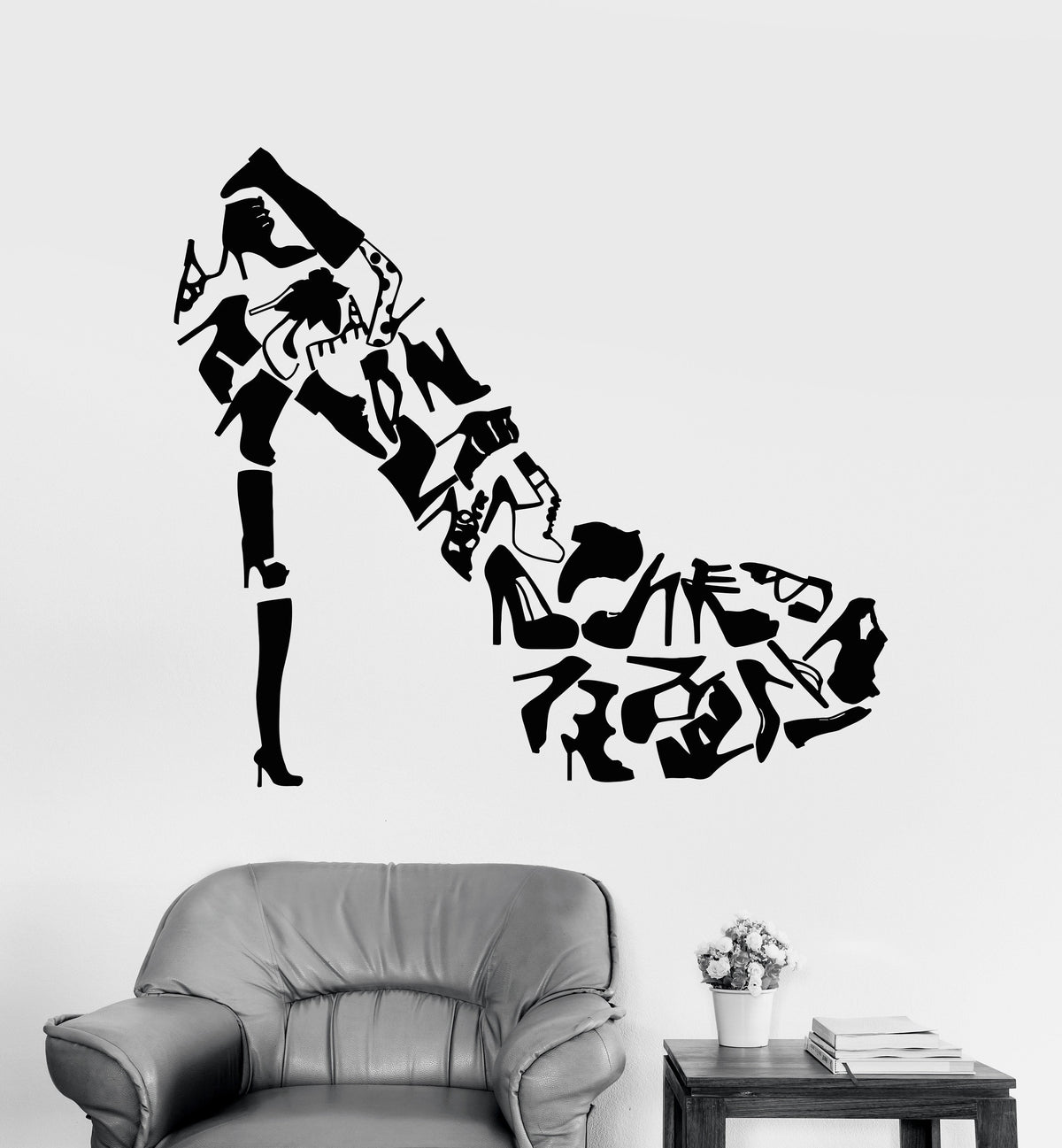 Vinyl Wall Decal Footwear Women's Shoes Shop Fashion Stickers Unique G ...