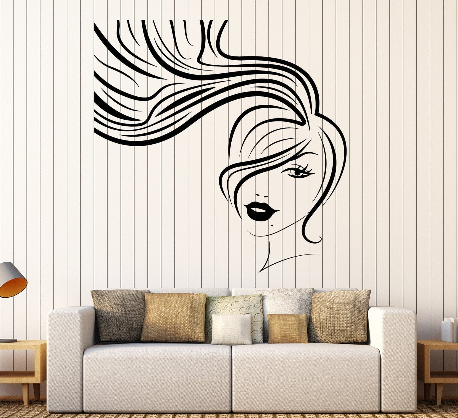Vinyl Wall Decal Funny Beautiful Girl Head Hairdresser Hairstyle Stick ...