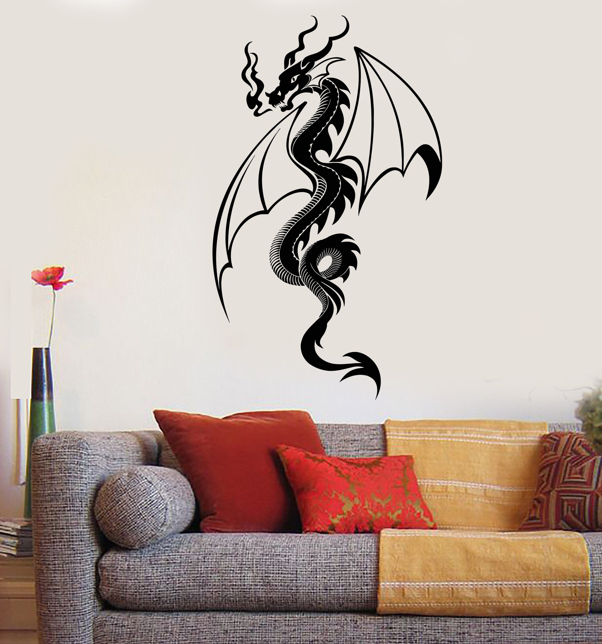 Vinyl Wall Decal Fire Breathing Dragon Fantasy Fairy Tale Stickers Uni ...