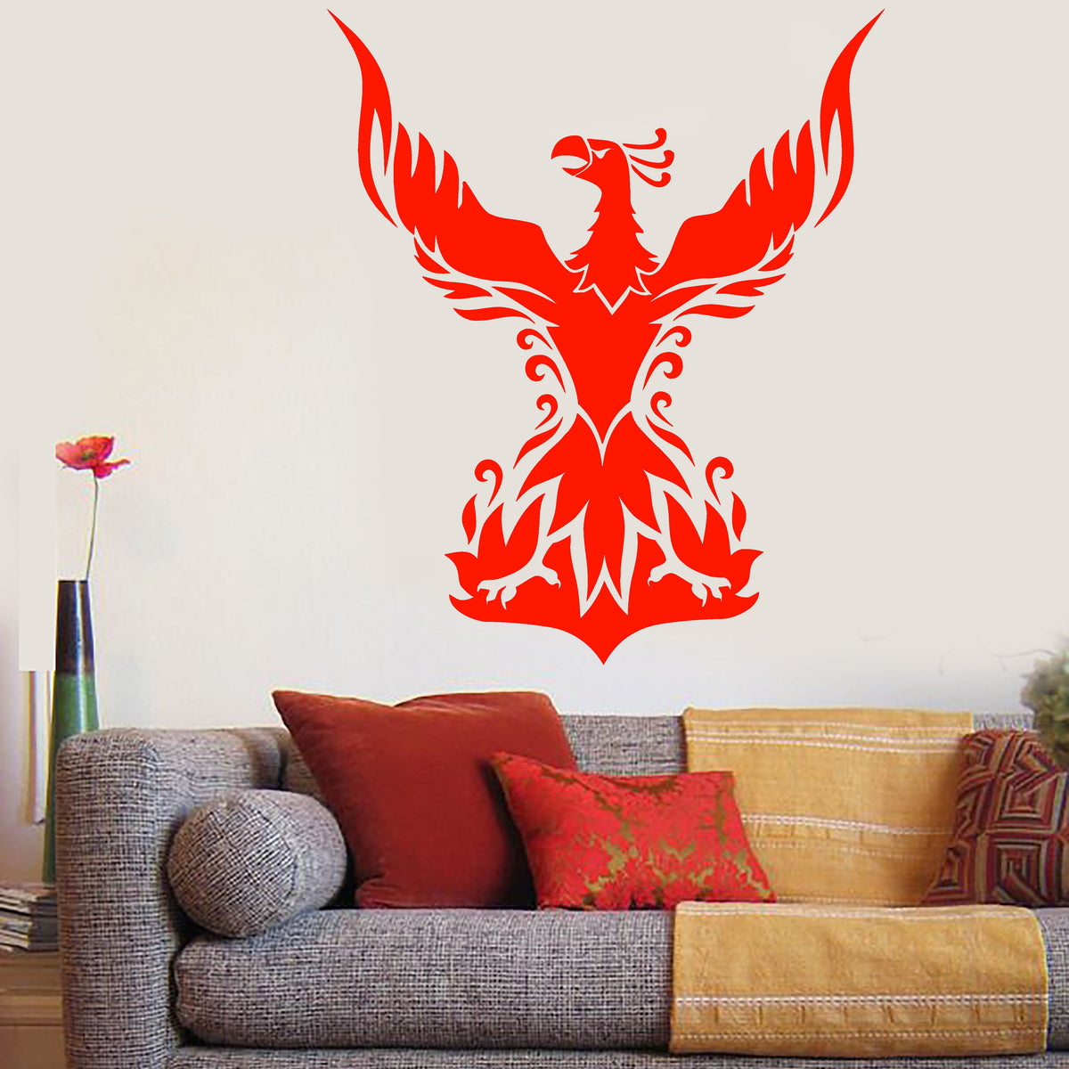Vinyl Wall Decal Phoenix Fantastic Bird Forks Of Flame Stickers (2318i ...