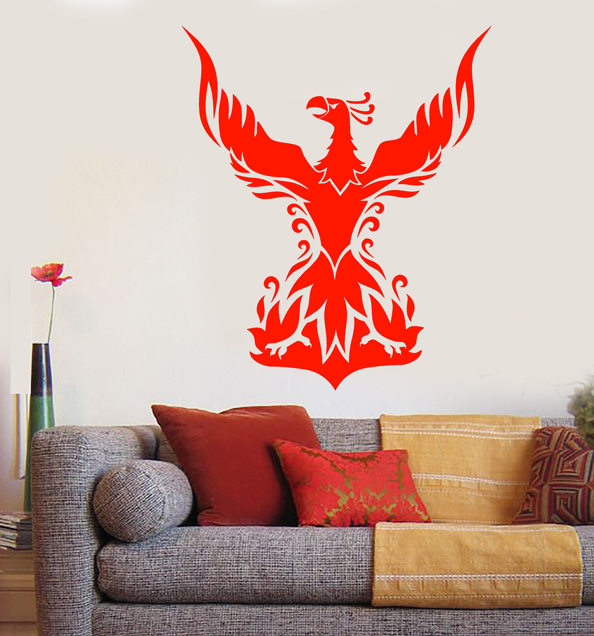 Vinyl Wall Decal Phoenix Fantastic Bird Forks Of Flame Stickers (2318i ...