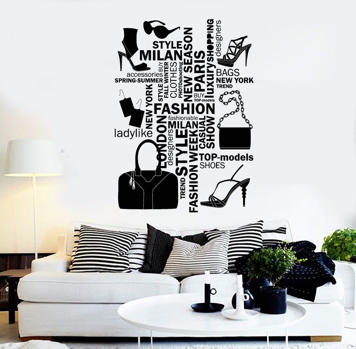 Vinyl Wall Decal Fashion Salon Woman Style Words Girl Stuff Stickers U ...