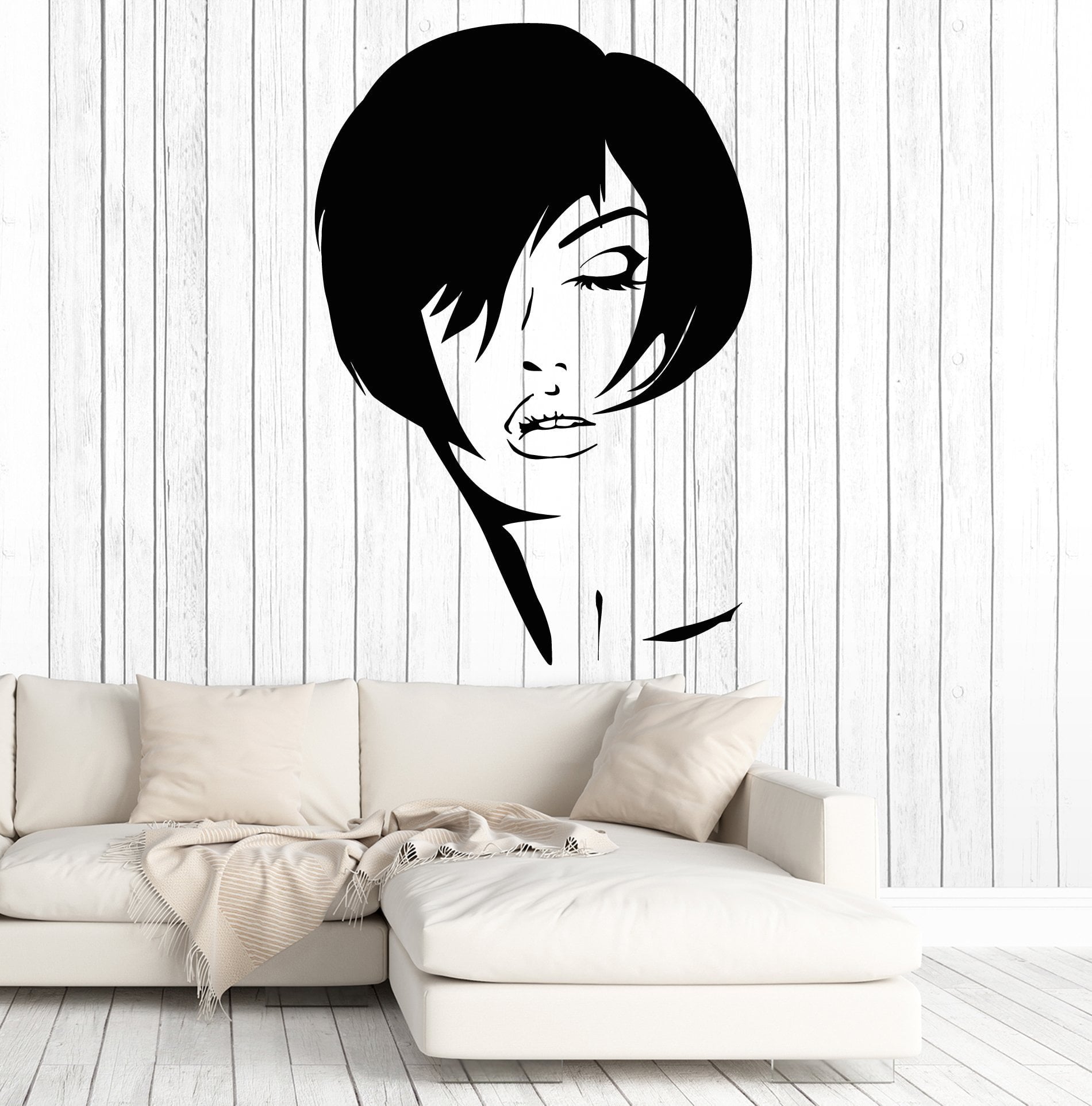Vinyl Wall Decal Fashion Model Beautiful Girl Face Beauty Hair Salon S ...