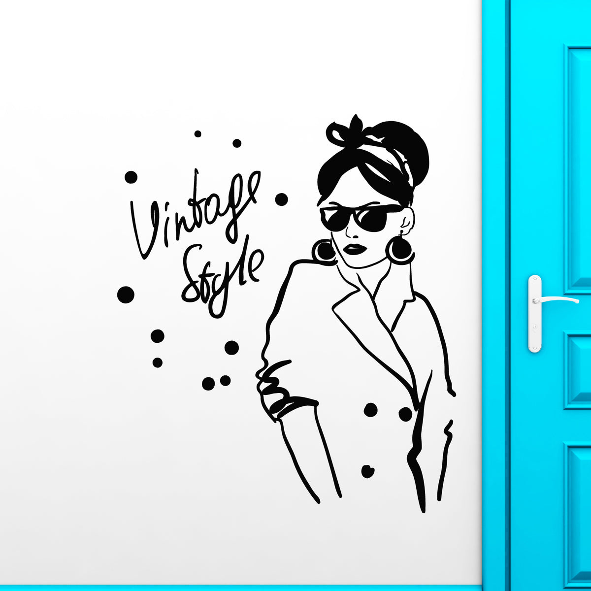 Vinyl Wall Decal Vintage Style Fashion Girl Shopping Clothing Store St ...