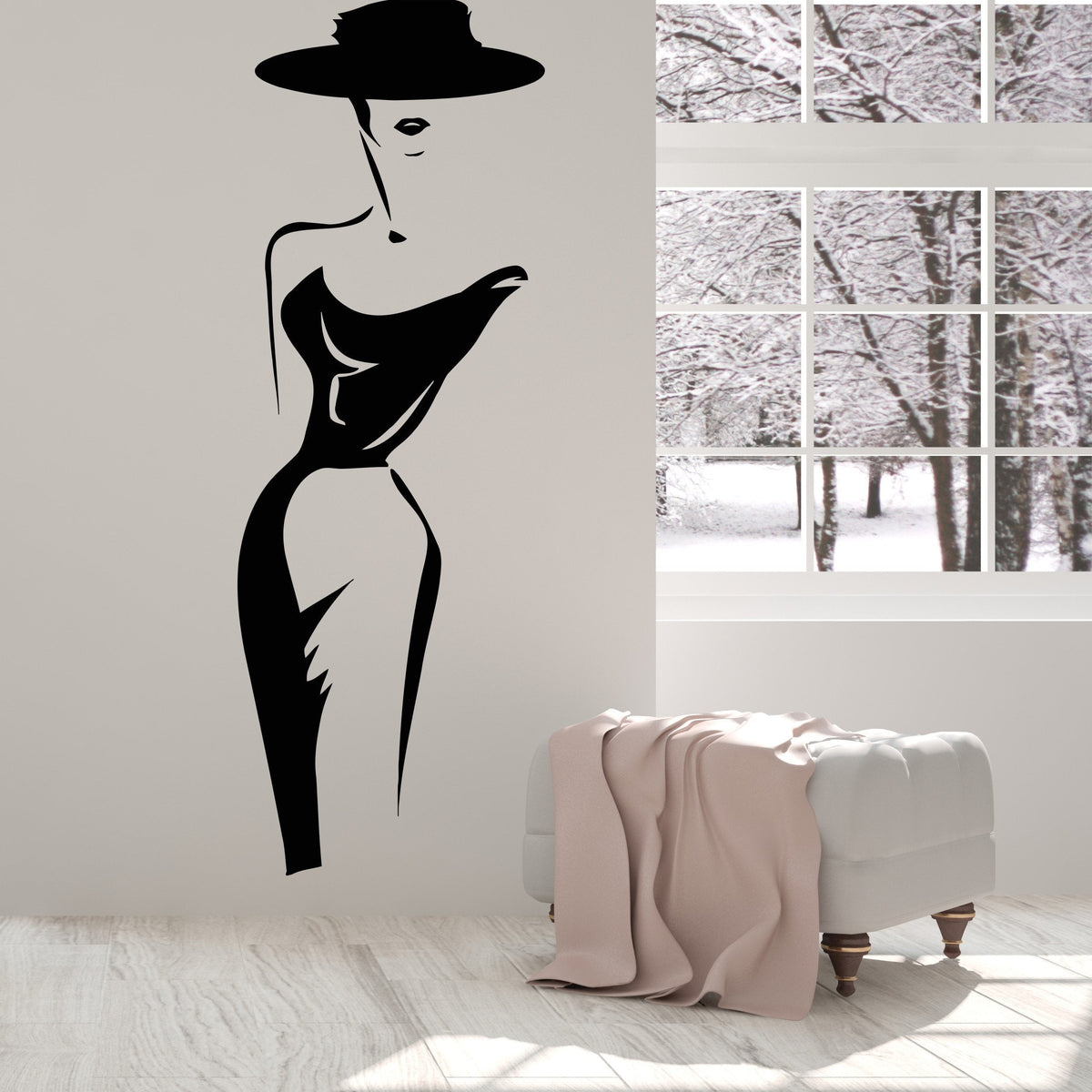 Vinyl Wall Decal Lady Hat Fashion Model Elegant Woman Stickers Unique ...