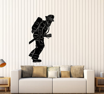 Vinyl Wall Decal Fire Dept Fireman Hero Firefighter Firefighting Stick ...