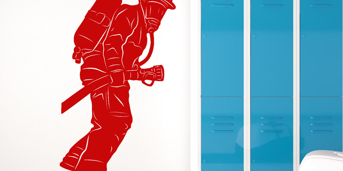 Vinyl Wall Decal Fire Dept Fireman Hero Firefighter Firefighting Stick ...