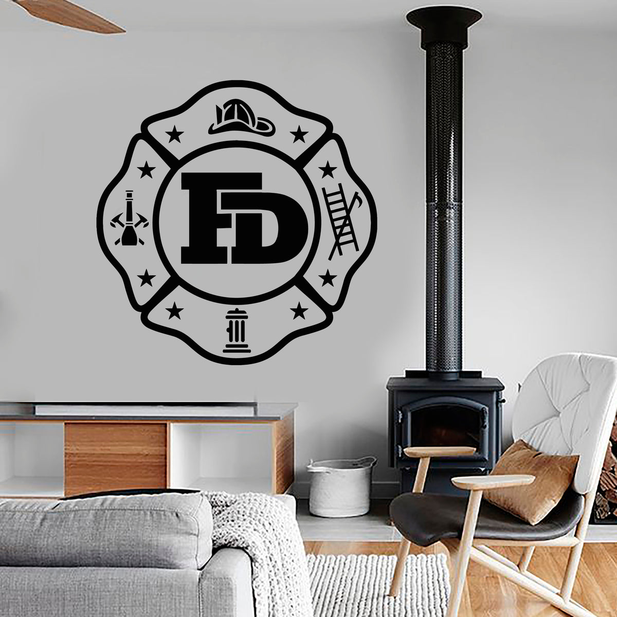 Vinyl Wall Decal Fire Department Logo For Firefighter Fireman Stickers ...