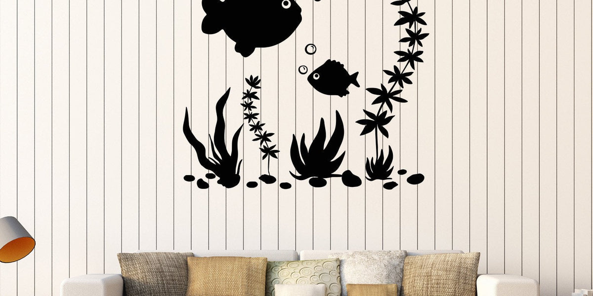 Vinyl Wall Decal Fish Aquarium Marine Art Sea Ocean Bathroom Stickers ...