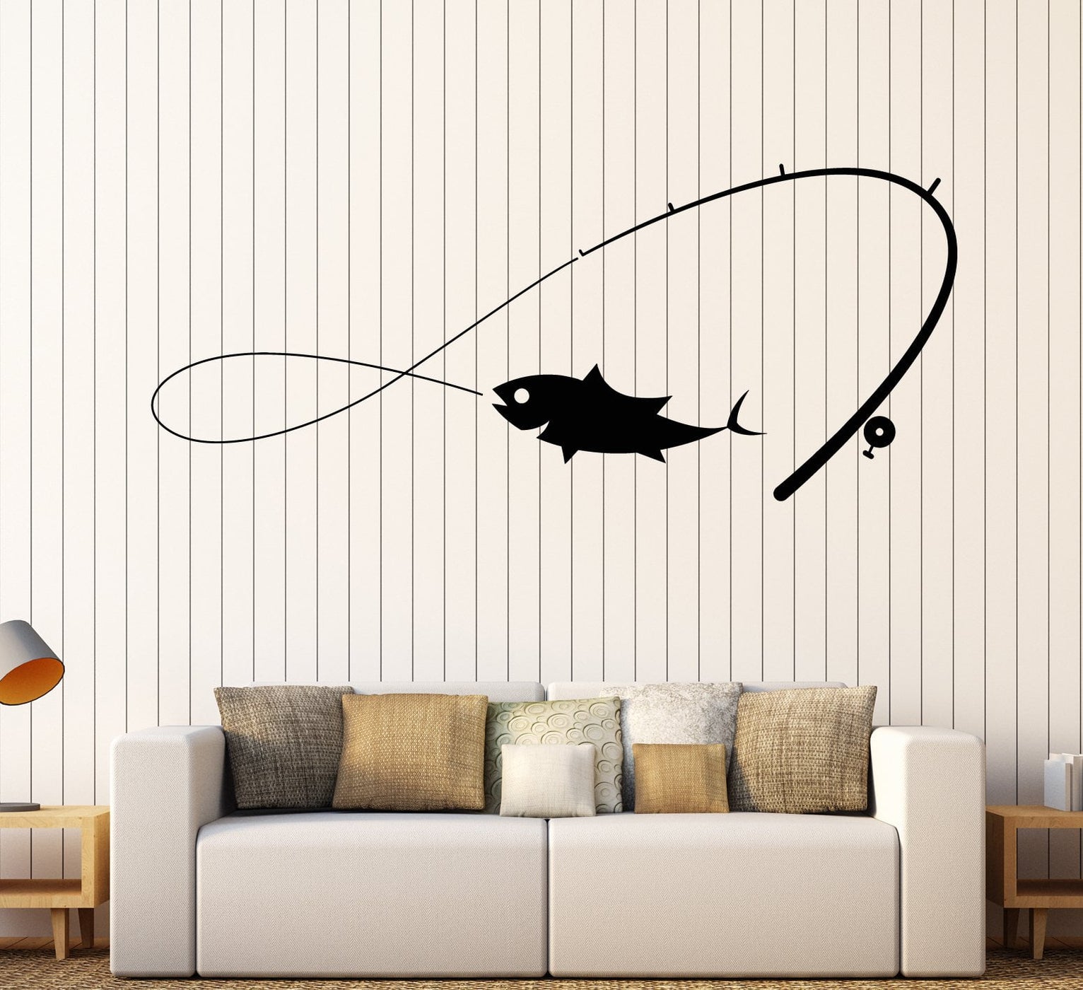 Vinyl Wall Decal Fishing Rod Fisherman Fish Hobby For Men Stickers Uni ...