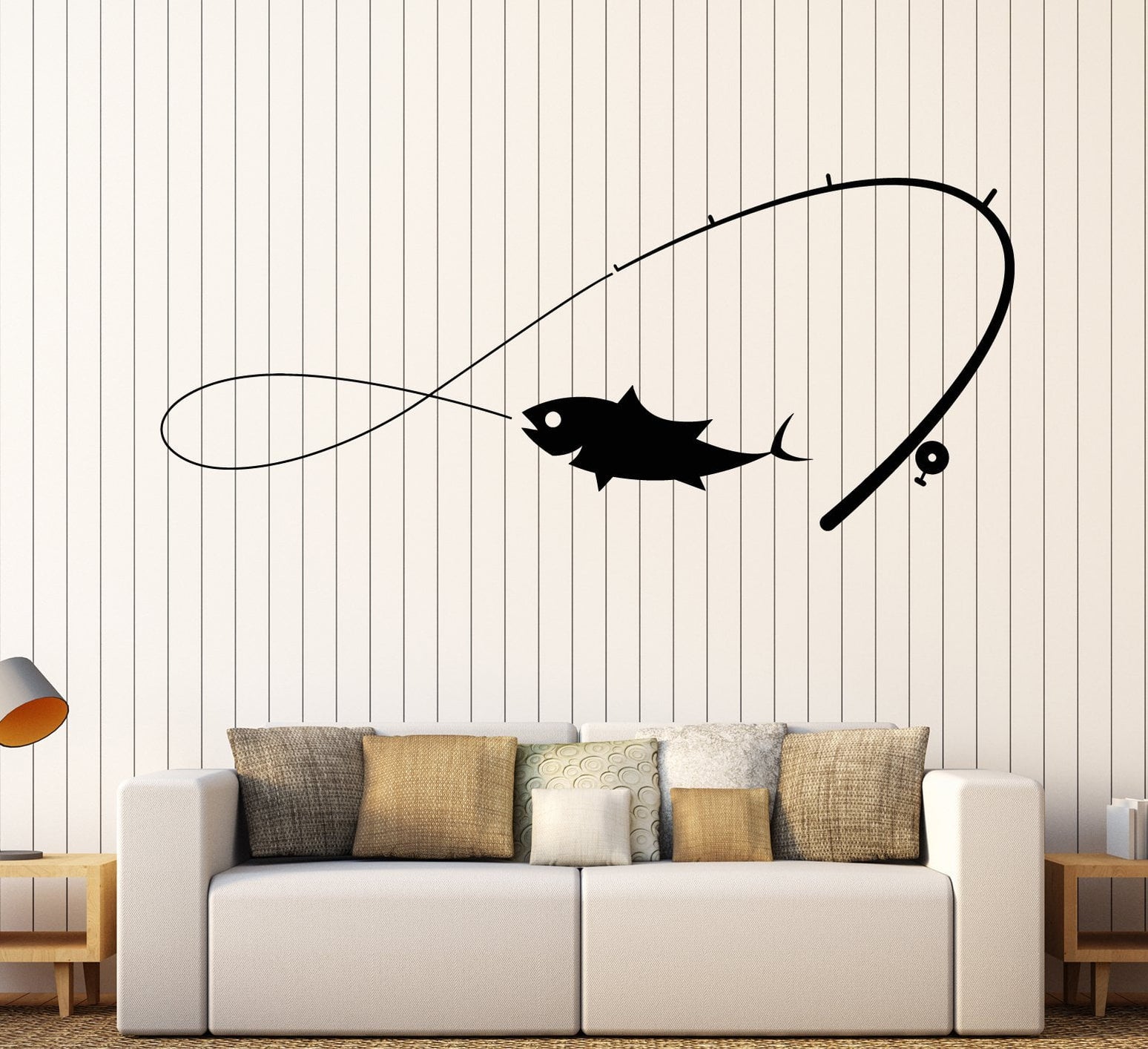 Vinyl Wall Decal Fishing Rod Fisherman Fish Hobby For Men Stickers Uni ...