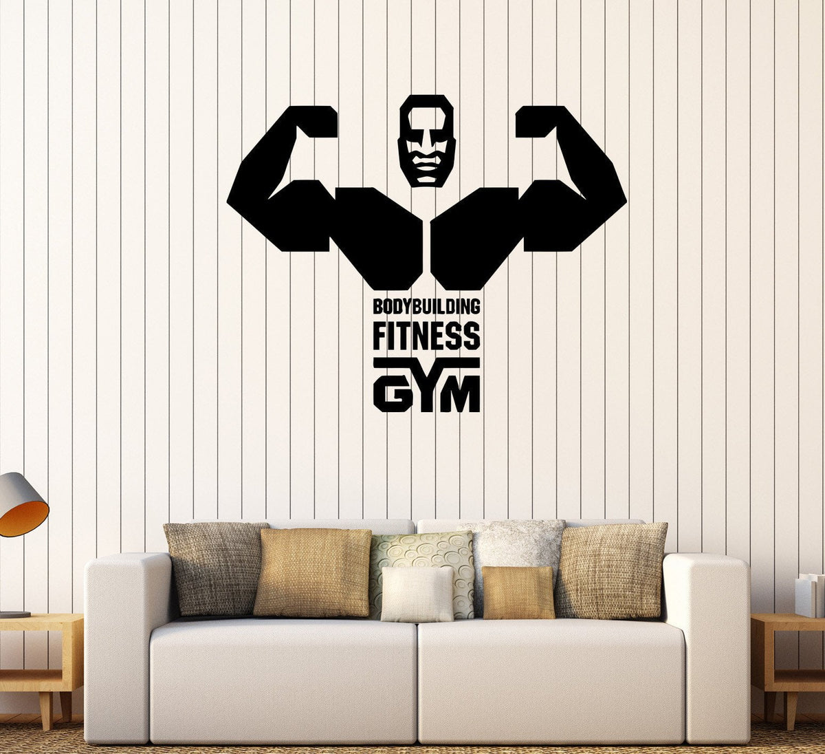 Vinyl Wall Decal Bodybuilding Gym Fitness Word Muscled Stickers Unique ...